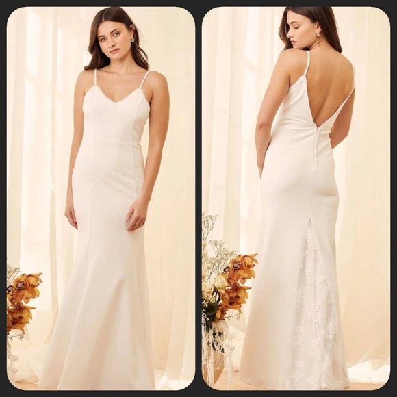 Lulus | Dresses | Lulus Taliana White Lace Button Back Maxi Dress Size ...